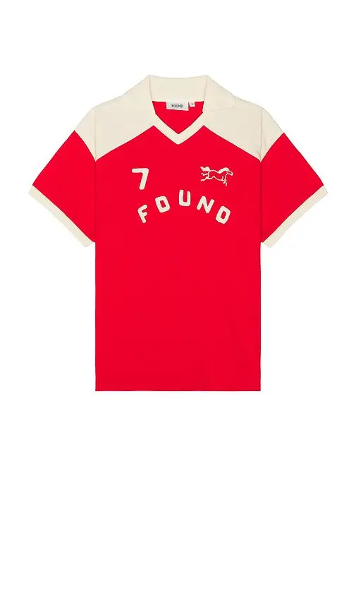FOUND Goji Red Collar Print Jersey In Red - Red & Cream