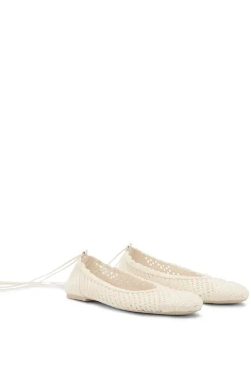 Mango Ankle Wrap Knit Ballet Flat - Off White