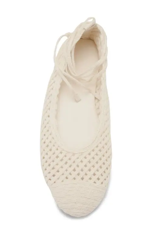 Mango Ankle Wrap Knit Ballet Flat - Off White