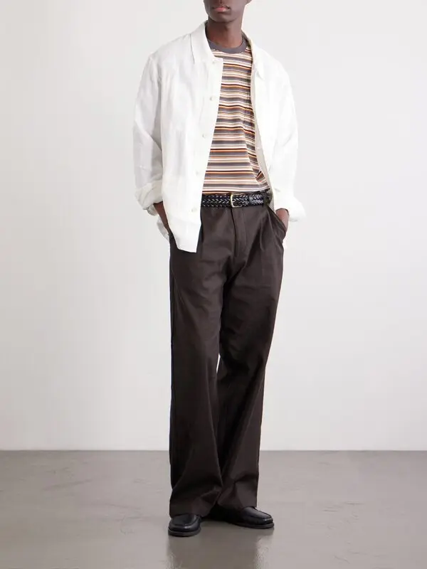 BEAMS Striped Cotton-jersey T-shirt - Brown