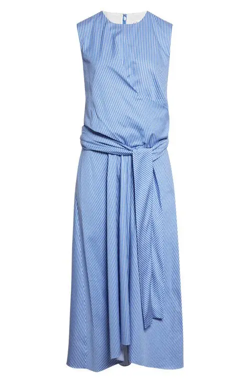 Altuzarra Penny Stripe Draped Silk Dress - 374484 Azure Stripe