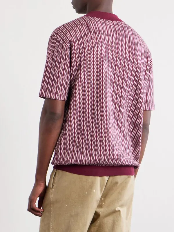 BEAMS Jacquard-knit Cotton Half-zip Polo Shirt