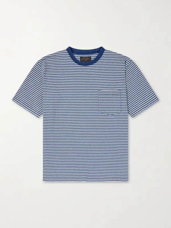 BEAMS Striped Cotton-jersey T-shirt
