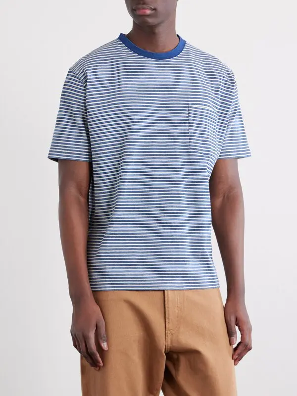 BEAMS Striped Cotton-jersey T-shirt