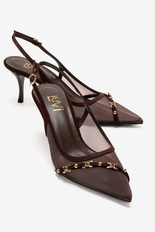 PROLOGUE SHOES Pioren Stiletto Pump - Brown