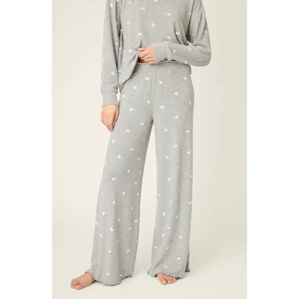 PJ Salvage Peachy Mix Match Butterfly Pajama Pants - Heather Grey