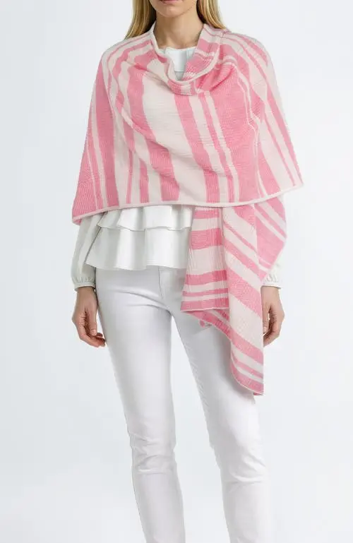 Portolano Cashmere Lightweight Striped Shawl - Blush Pink/flamingo