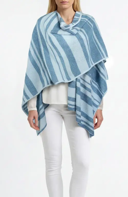Portolano Cashmere Lightweight Striped Shawl - Cloudblue/palace Blue