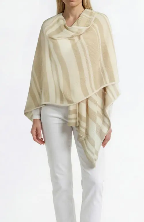 Portolano Cashmere Lightweight Striped Shawl - Vanilla/desert Mist
