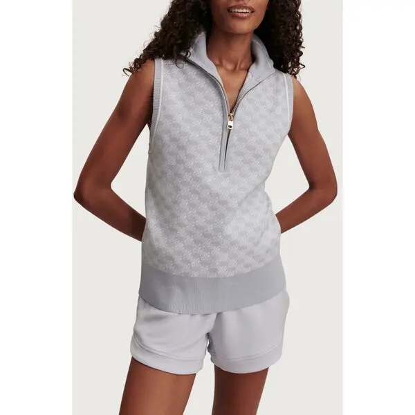 Varley Vincent Sleeveless Half Zip Jacquard Sweater - Xenon Blue/white
