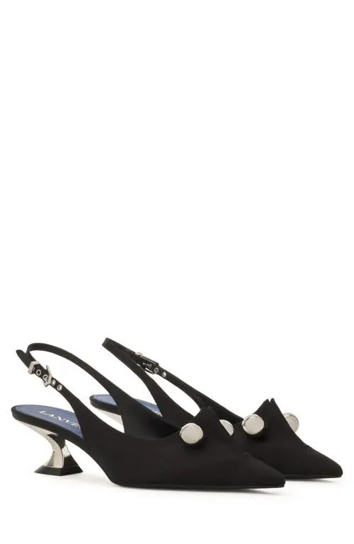 LANVIN Affinity Arch Slingback With Rhinestone Piercing Detail - Black