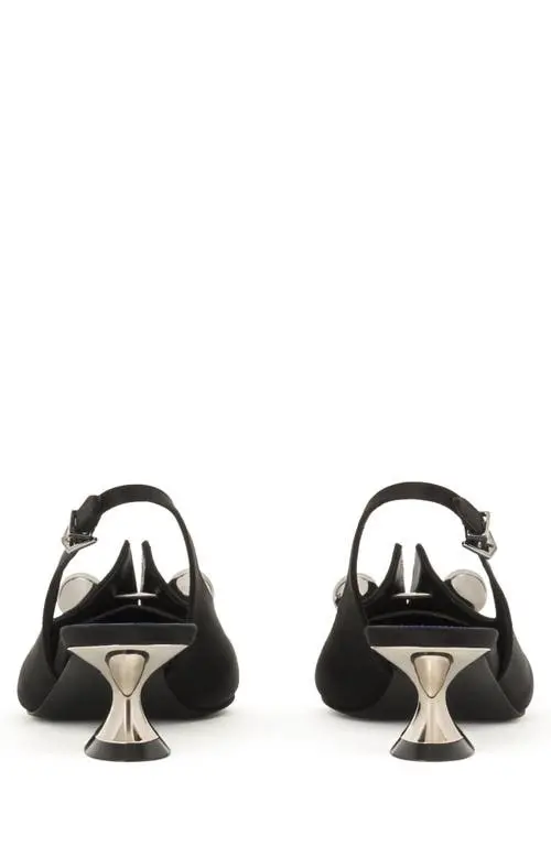 LANVIN Affinity Arch Slingback With Rhinestone Piercing Detail - Black