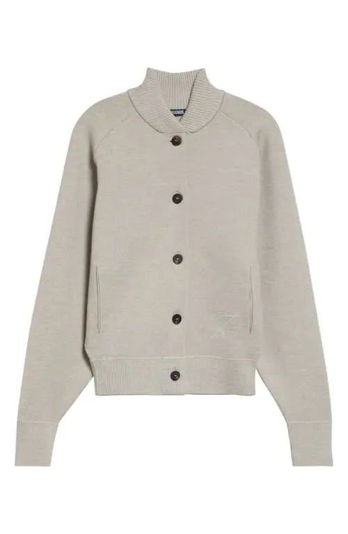 Jacquemus Le Lavande Wool-blend Bomber Cardigan - Greige