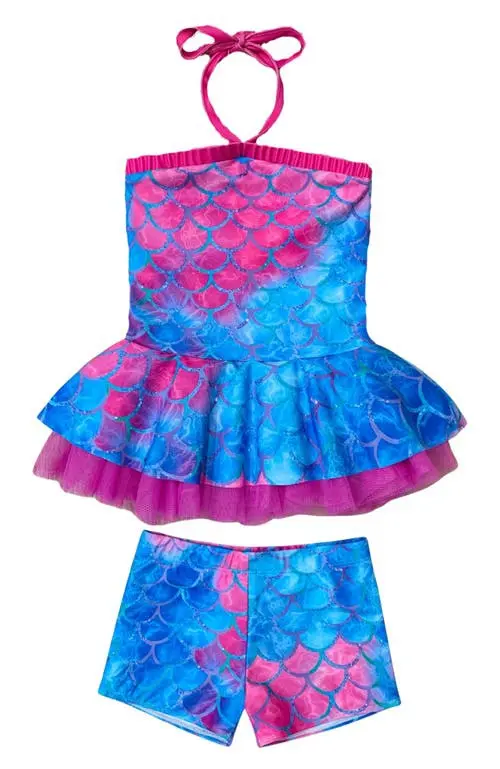MIA BELLE GIRLS Swim With Mermaids Tulle Tankini Set - Blue