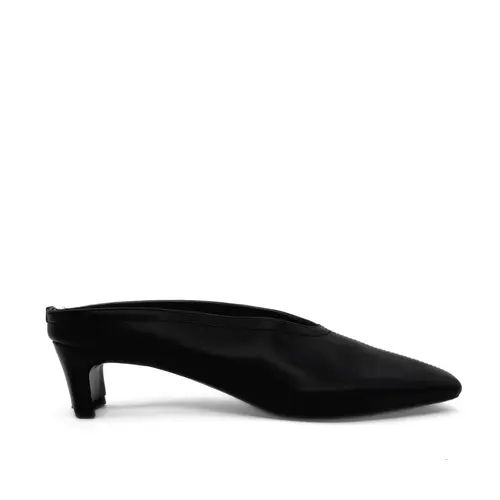 AMIE RAFA Junie Heeled Leather Mule - Black
