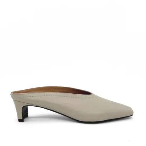 AMIE RAFA Junie Heeled Leather Mule - Bone