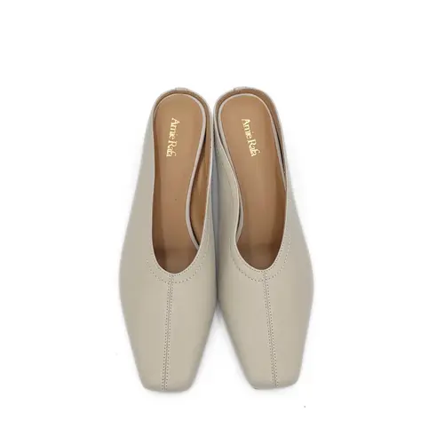 AMIE RAFA Junie Heeled Leather Mule - Bone