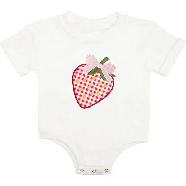 SWEET WINK Strawberry Patchwork Short Sleeve Romper - White