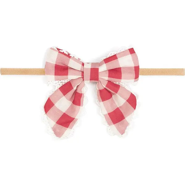 SWEET WINK Gingham Bow Baby Headband - Red