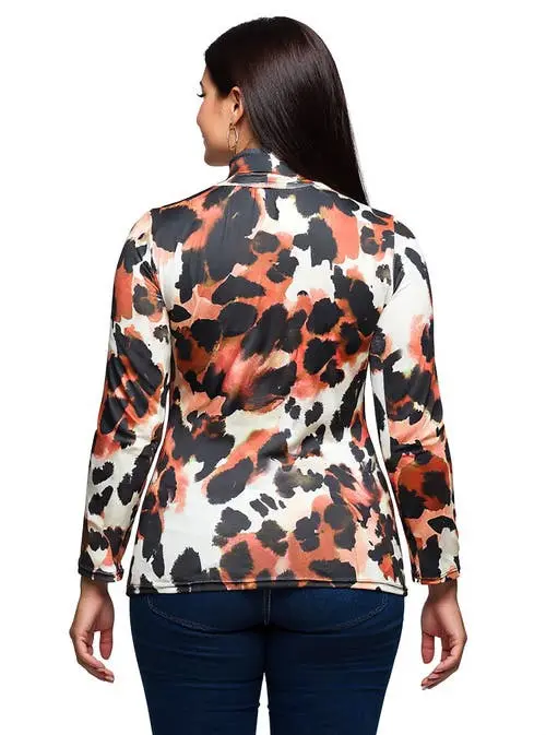 24SEVEN COMFORT APPAREL Curvy Essential Long Sleeve Turtleneck Top