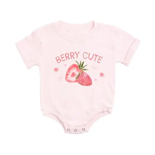 SWEET WINK Berry Cute Strawberry Short Sleeve Romper - Ballet Pink