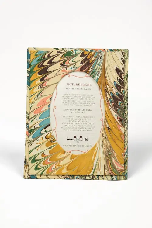 INNER CHILD Hand-d Flatiron Feathers Picture Frame With Oval Opening4x6