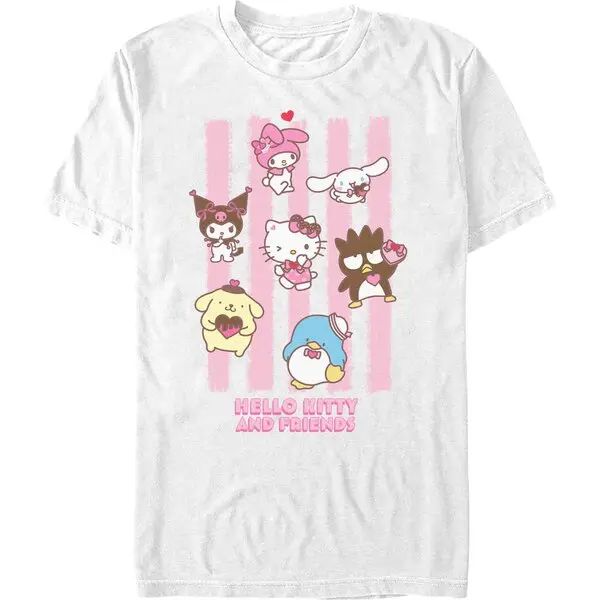 HELLO KITTY Stripes And Friends Graphic T-shirt - White