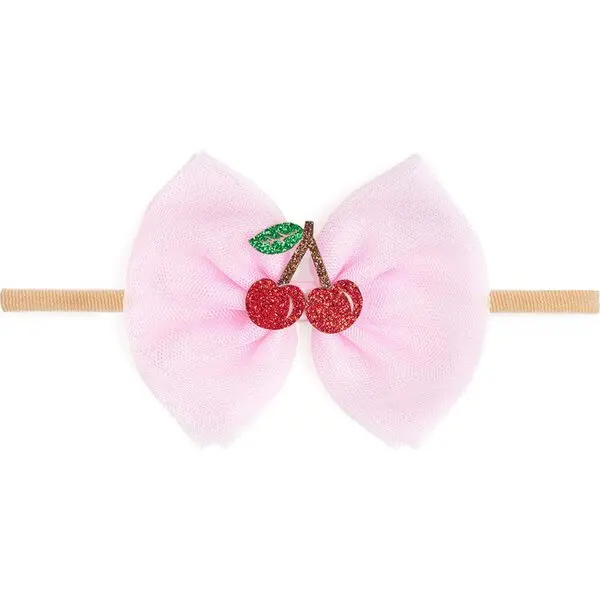SWEET WINK Cherry Tulle Bow Baby Headband - Pink