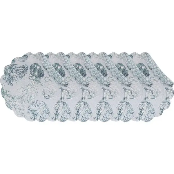 C&F HOME Cerulean Breeze Reversible Round Set Of 6 Placemats 17 - Blue
