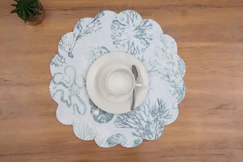 C&F HOME Cerulean Breeze Reversible Round Set Of 6 Placemats 17