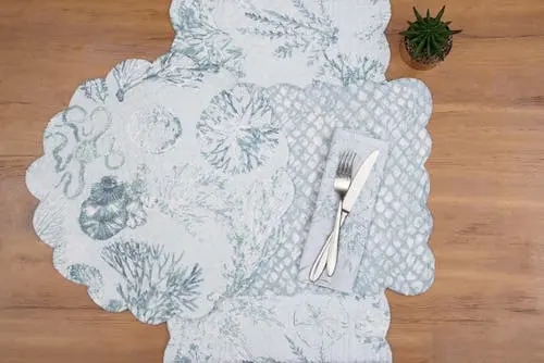 C&F HOME Cerulean Breeze Reversible Round Set Of 6 Placemats 17