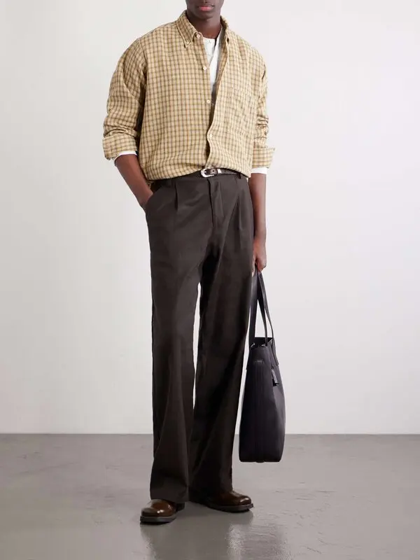 BEAMS Button-down Collar Checked Cotton Shirt