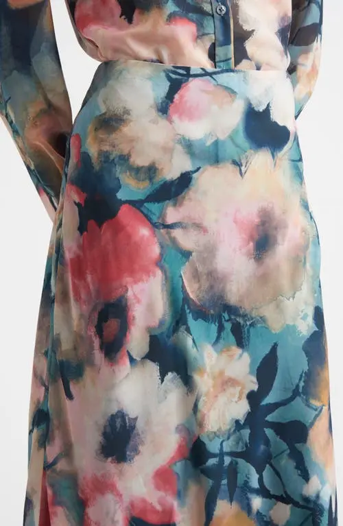 Lela Rose Abstract Floral Chiffon A-line Skirt