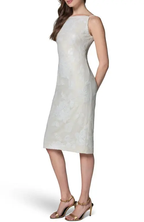 Donna Karan New York Beaded Floral Sheath Dress
