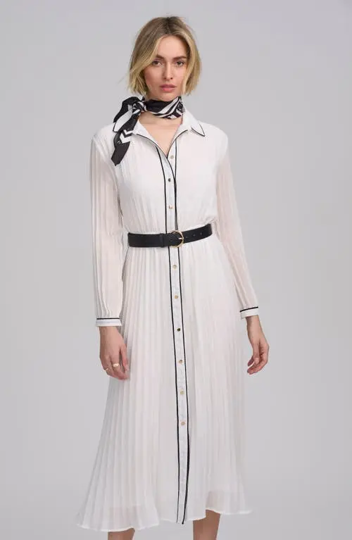 ELLE COLLECTION Woven Pleated Button-front Dress - Ivory