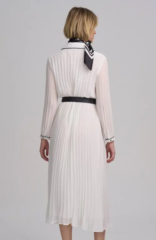ELLE COLLECTION Woven Pleated Button-front Dress - Ivory