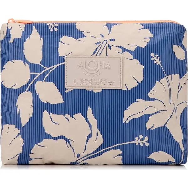 ALOHA COLLECTION Mid Salina Stripe Zip Pouch - Navy
