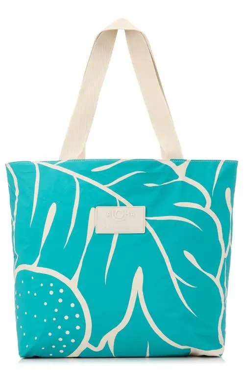 ALOHA COLLECTION Day Tripper Ulu Nui Water Resistant Tyvek® Tote - Dark Teal/sandstone