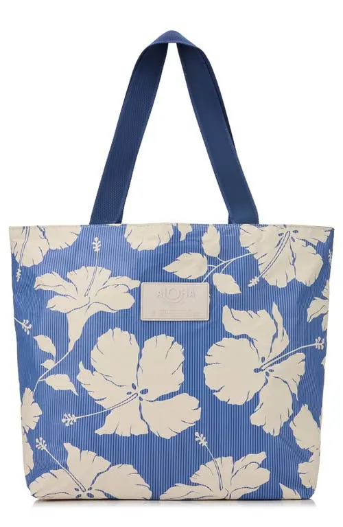 ALOHA COLLECTION Day Tripper Salina Tiny Stripe Water Resistant Tyvek® Tote - Navy
