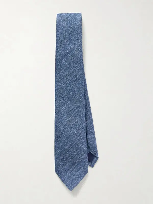 Mr P. 8cm Linen And Silk-blend Tie - Blue
