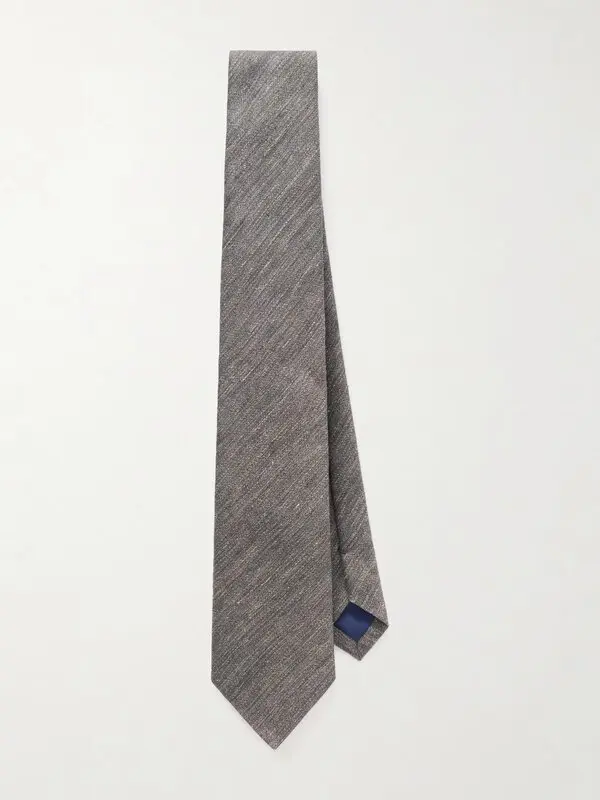 Mr P. 8cm Linen And Silk-blend Tie - Green