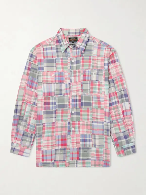 BEAMS Patchwork Checked Cotton Jacket