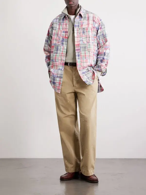 BEAMS Patchwork Checked Cotton Jacket