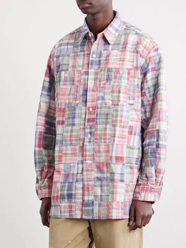 BEAMS Patchwork Checked Cotton Jacket
