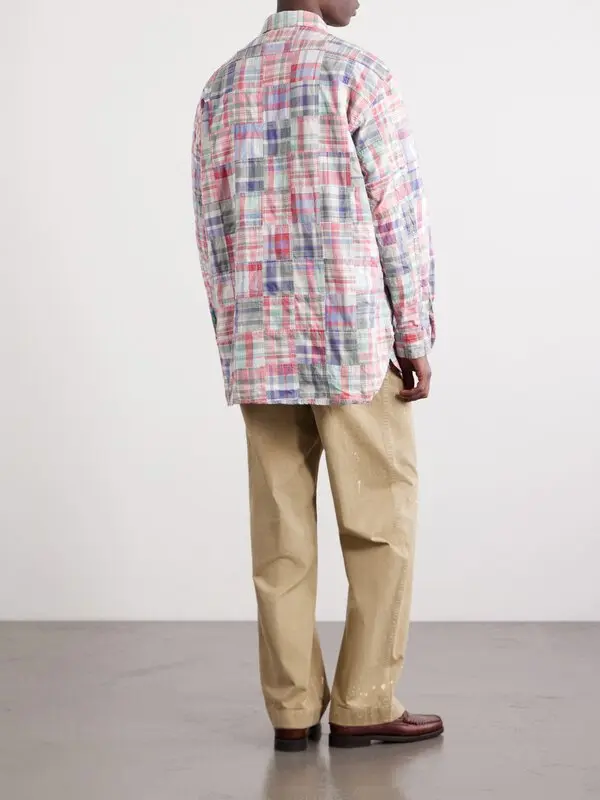 BEAMS Patchwork Checked Cotton Jacket