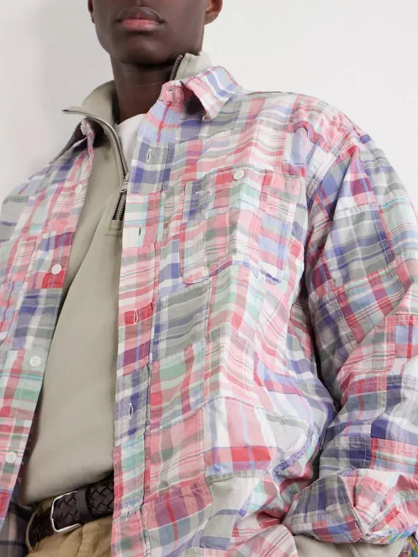 BEAMS Patchwork Checked Cotton Jacket