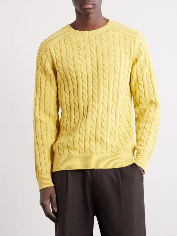 BEAMS Cable-knit Cotton Sweater - Yellow