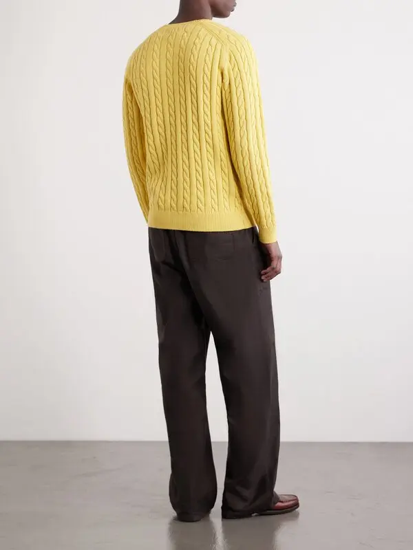 BEAMS Cable-knit Cotton Sweater - Yellow