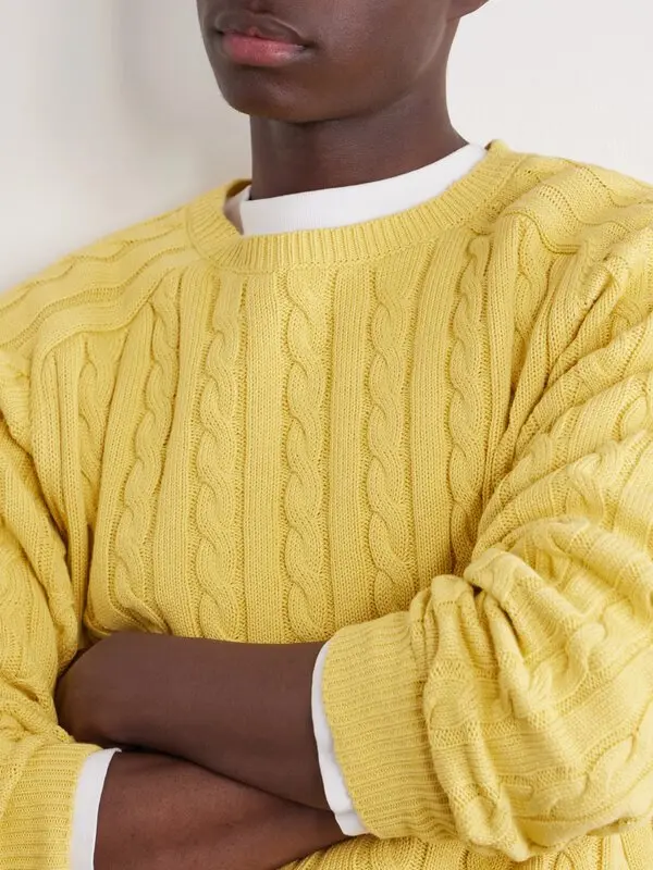BEAMS Cable-knit Cotton Sweater - Yellow