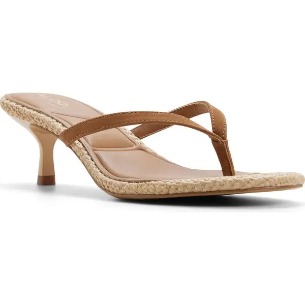 Aldo Heeled Thong Sandals - Medium Brown
